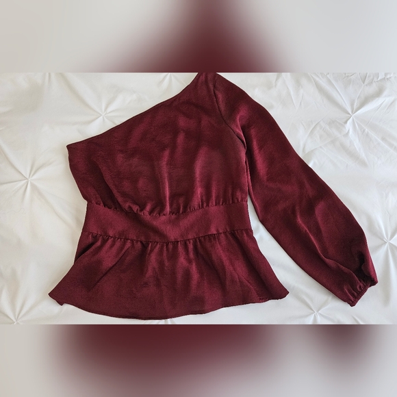 Express | Tops | Express Red Asymmetrical Peplum Blouse | Poshmark